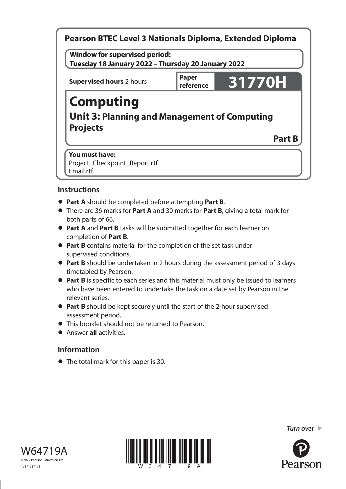 Pearson BTEC Level 3 Nationals Diploma, Extended Diploma 31770H ... Pearson BTEC Level 3 Nationals Diploma, Extended Diploma 31770H ...
